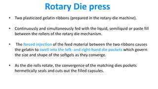 Soft gelatin capsules, Capsules content, production,base adsorption ...