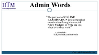 ONLINE EXAMINATION SYSTEM | PPTX