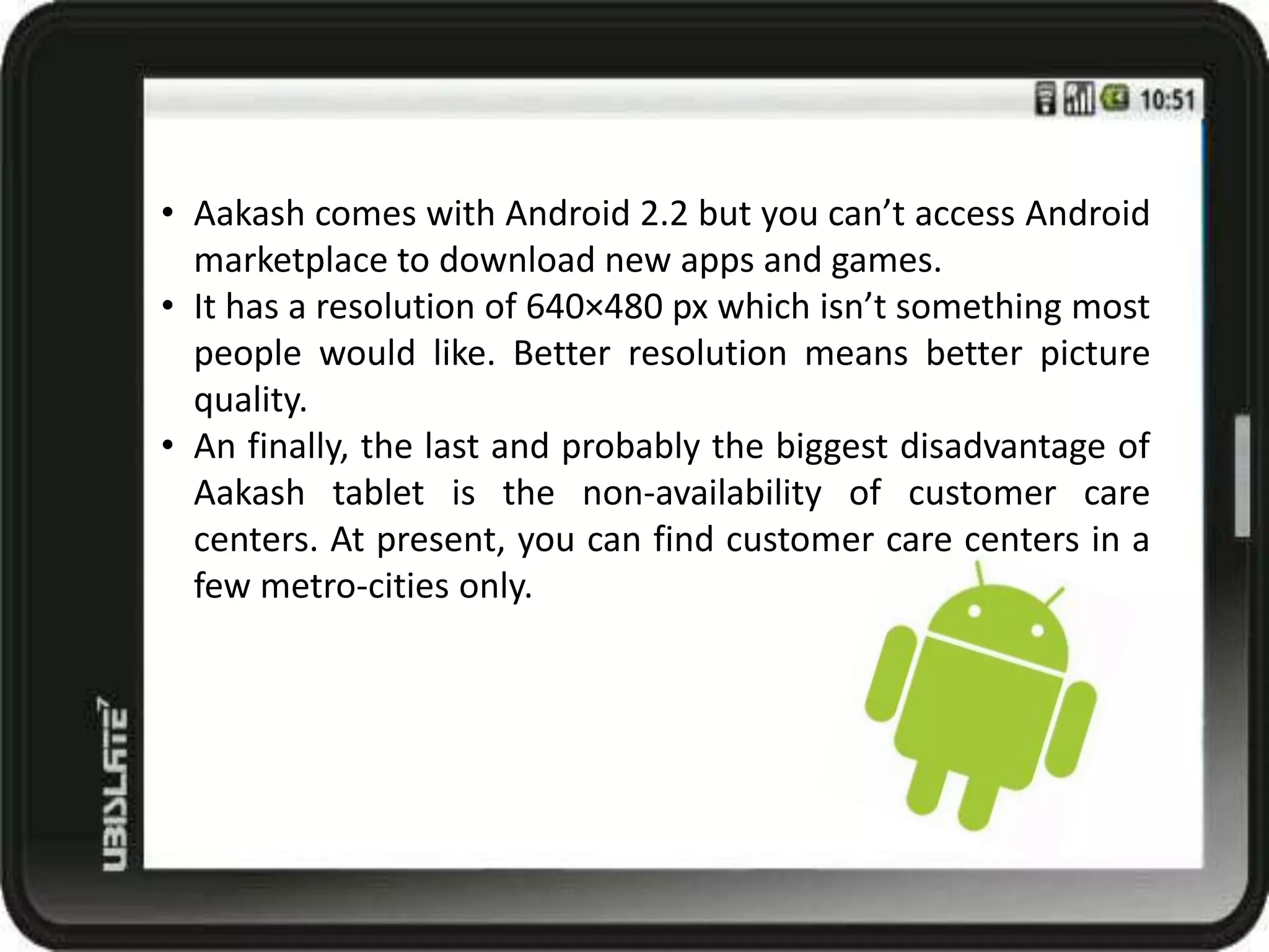 Aakash Tablet | PPTX | Tablets and E-readers | Consumer Electronics