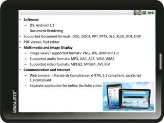 Aakash Tablet | PPTX | Tablets and E-readers | Consumer Electronics