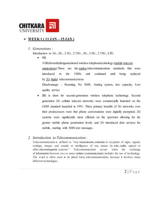 training diary on 6 months training (telecommunication) | DOCX