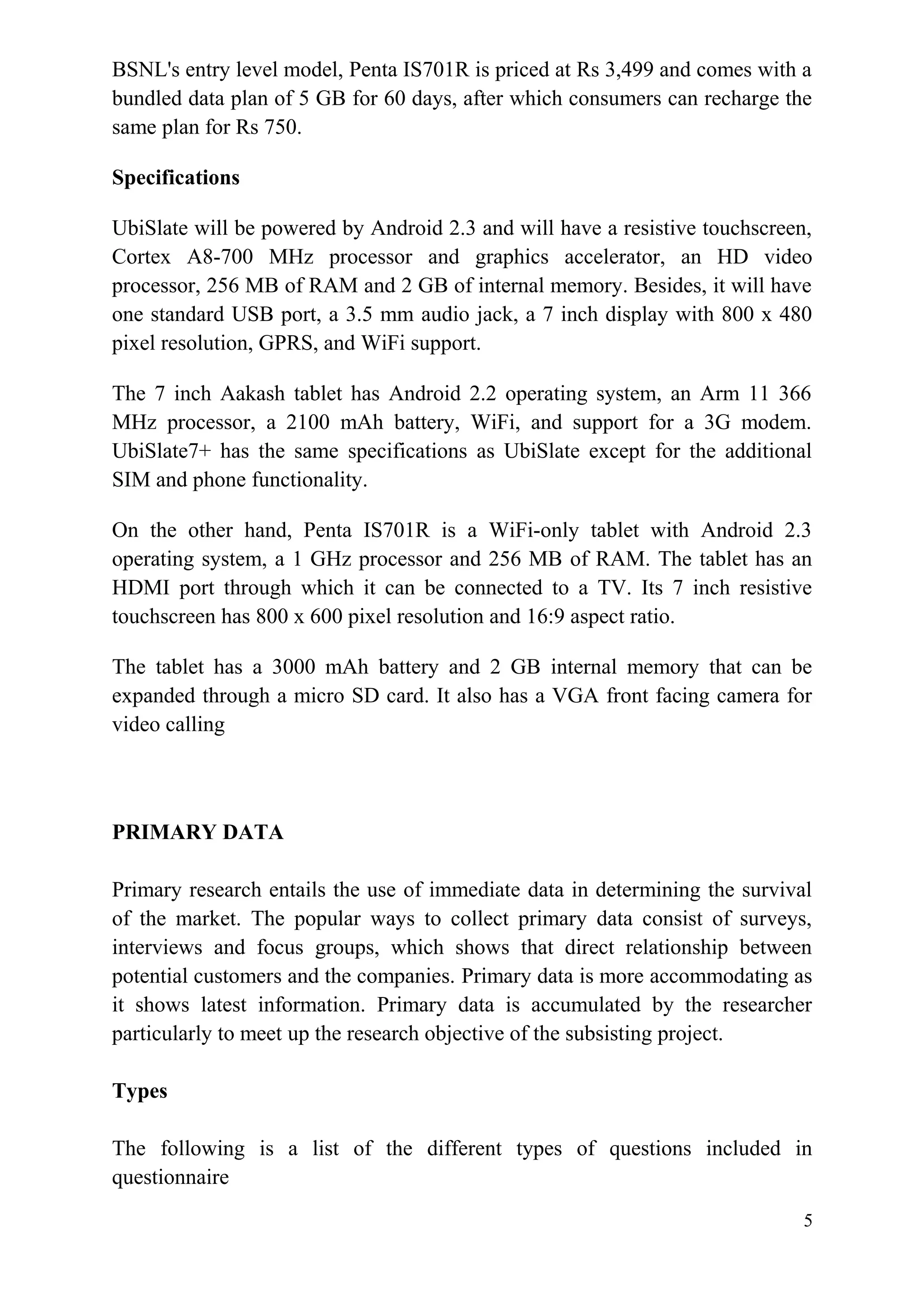 Aakash vs bsnl tablet | PDF