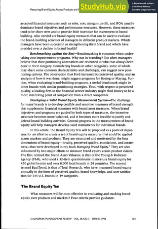 Aaker 1996 Measuring Brand Equity Across Products And Markets | PDF