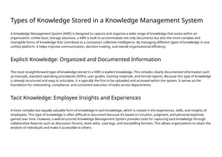 Types of Knowledge Stored in a Knowledge Management System | PDF