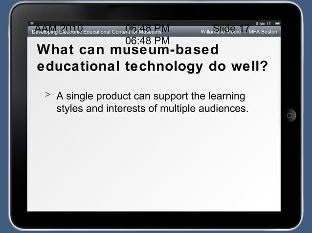 Developing Electronic Educational Programming for Museums | PPT