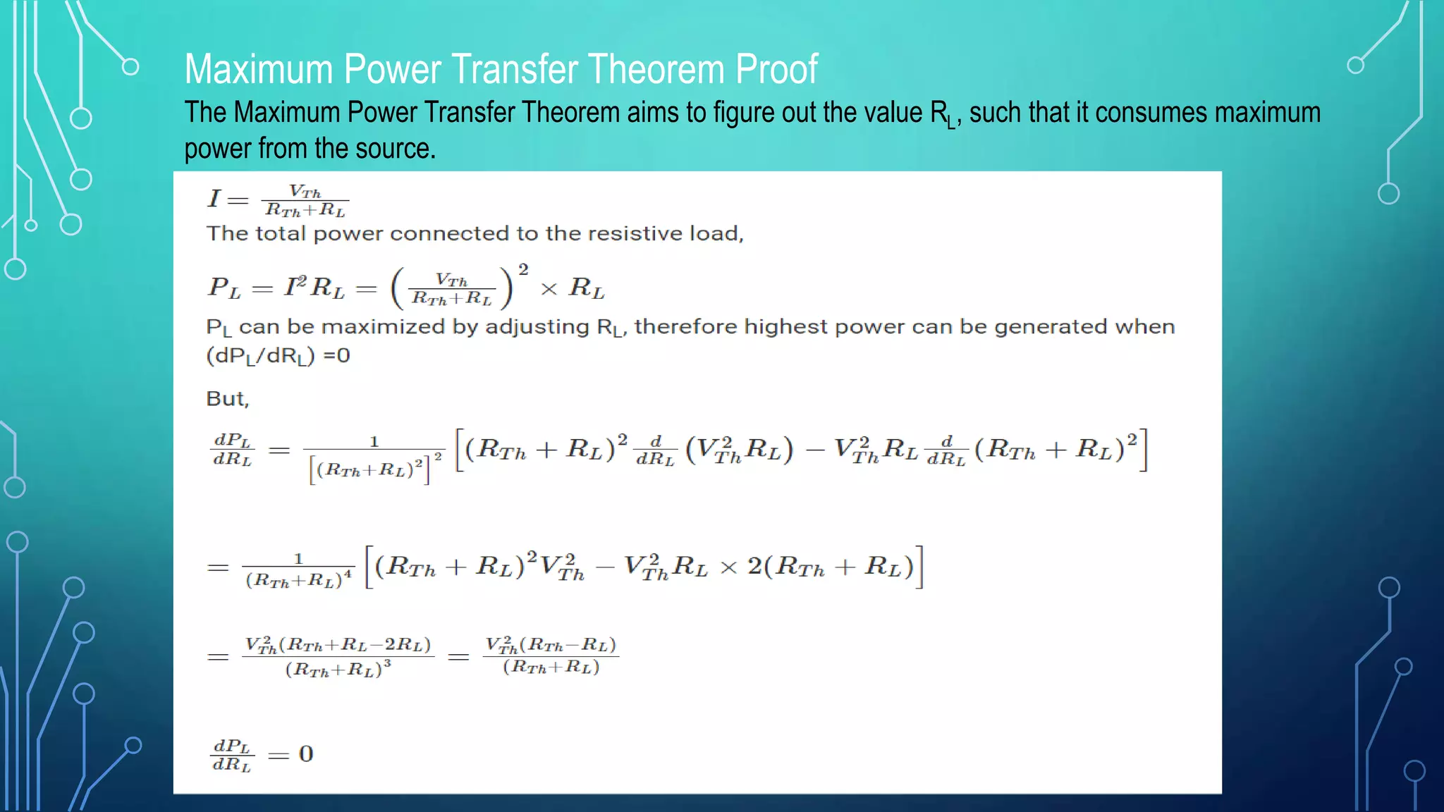 Maximum power transfer theorem | PPTX