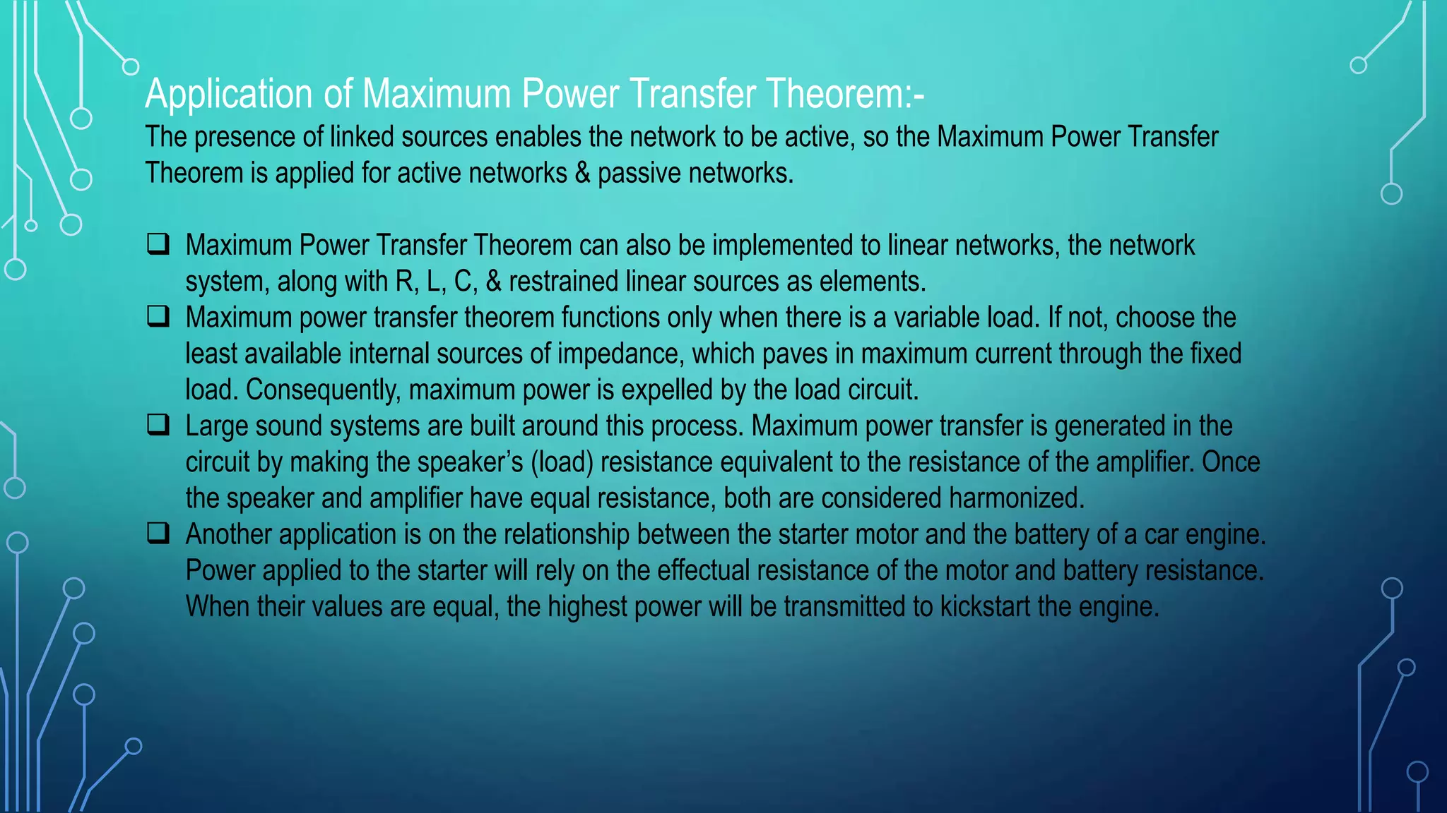 Maximum power transfer theorem | PPTX