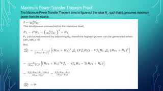Maximum power transfer theorem | PPTX