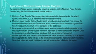 Maximum power transfer theorem | PPTX