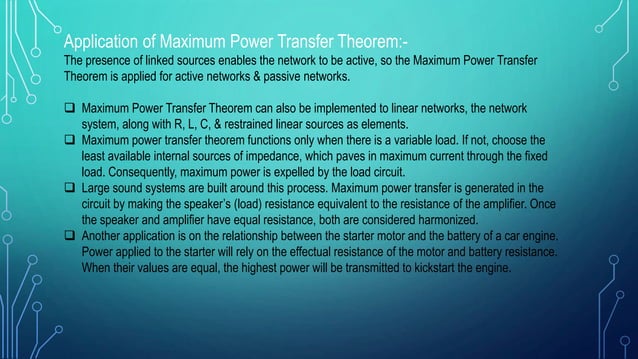 Maximum power transfer theorem | PPTX | Computer Networking | Computing