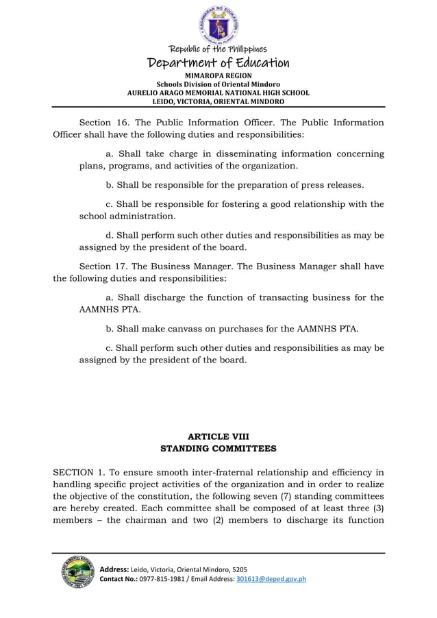 AAMNHS-PTA-CONSTITUTION-AND-BY-LAWS.docx | Professional School ...