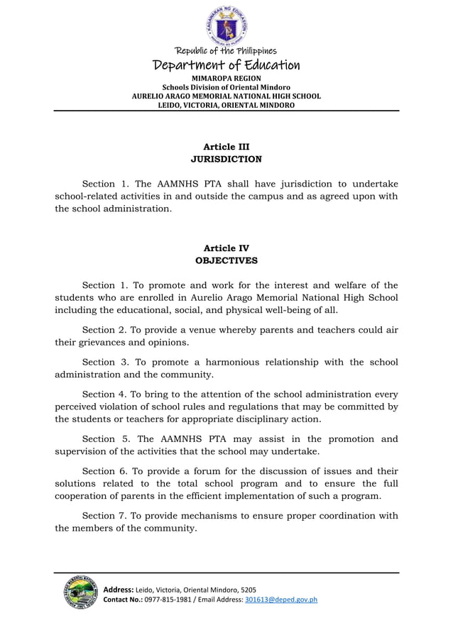 AAMNHS-PTA-CONSTITUTION-AND-BY-LAWS.docx | Professional School ...