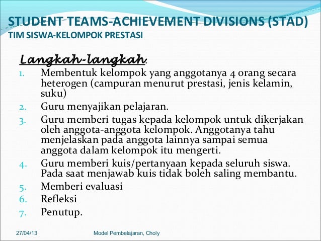 Model Pembelajaran Stad Menurut Para Ahli - Seputar Model