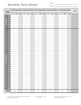 A A Monthly Timecard | PDF