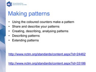 Early Years Learning in Mathematics Pattern Number and Geometry | PPTX