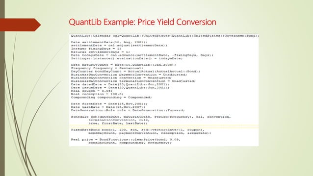 A wrapper for QuantLib and reference data | PPT