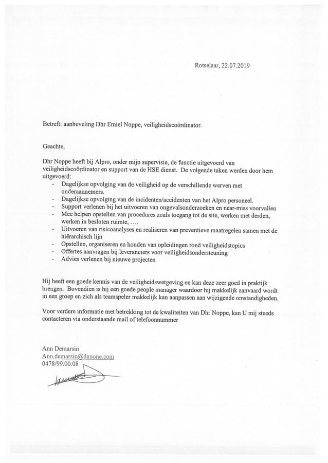 Aanbevelingsbrief alpro ann demarsin | PDF