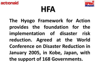 Aandp net presentation on hfa climate change and drr | PPTX
