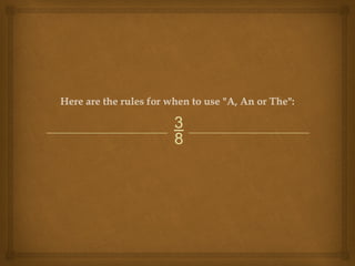 Articles in English A, AN and THE with explanation | PPTX