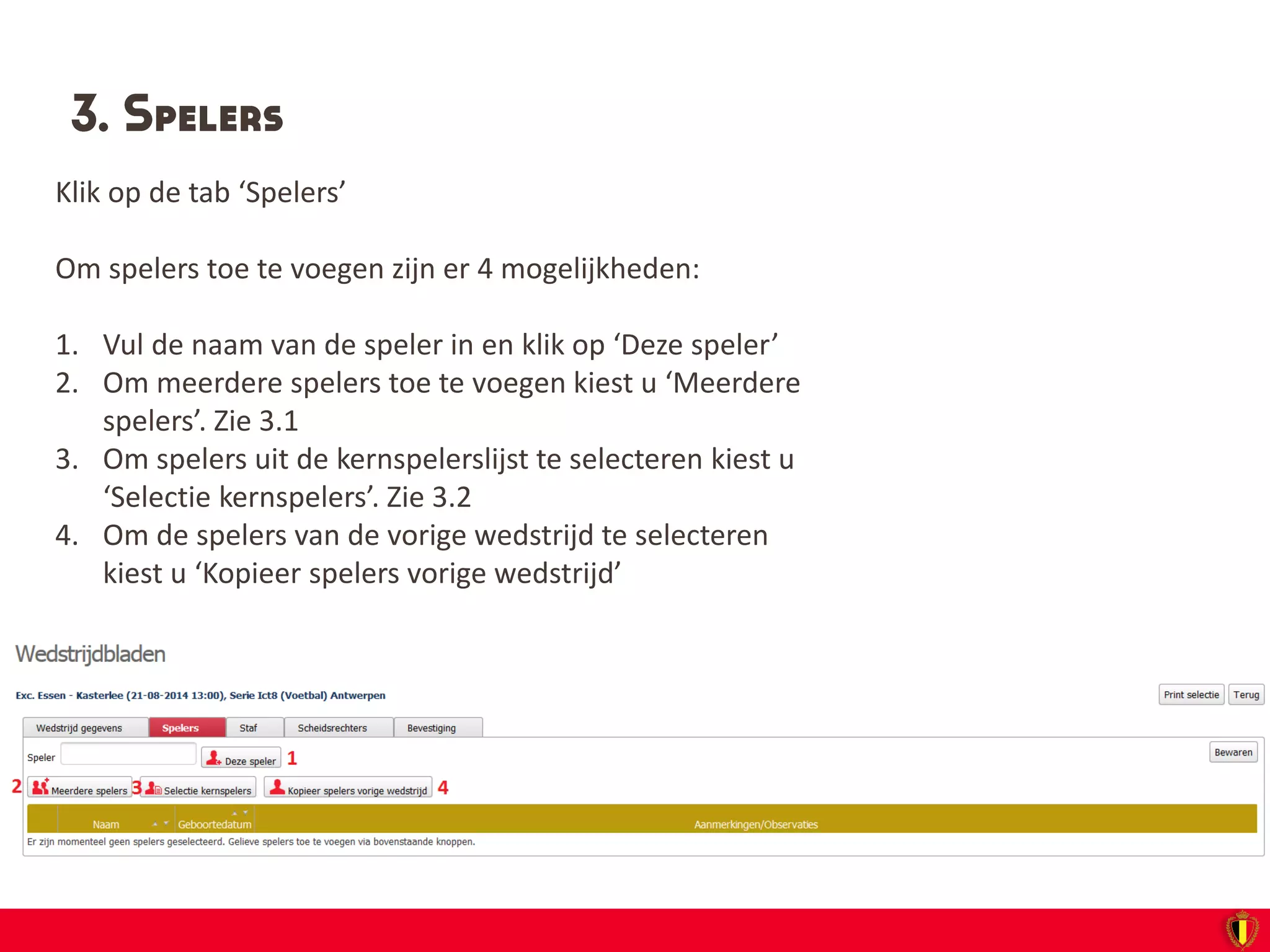 Aanwezigheidslijsten voor wedstrijd | PPT