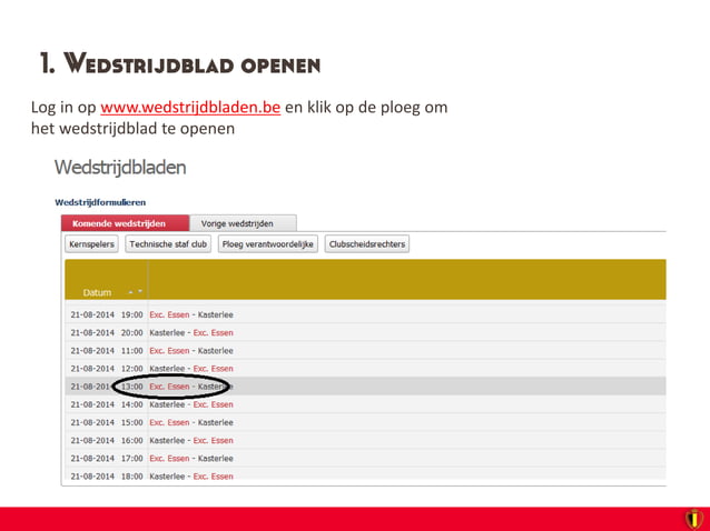 Aanwezigheidslijsten voor wedstrijd | PPT