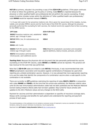Medical Coding Vaccine Guidelines | PDF