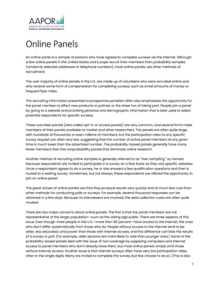 AAPOR Online Panels | PDF