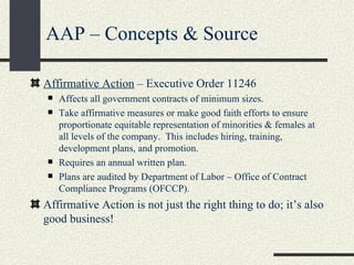 Affirmative Action Compliance Supervisor Training Presentation | PPT