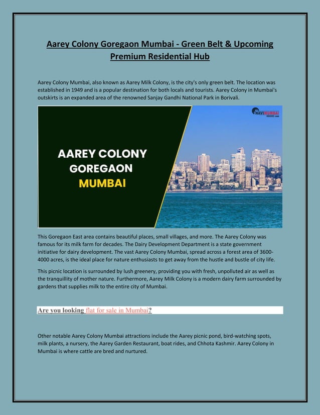 Aarey Colony Goregaon Mumbai.pdf | Rail Travel | Travel Type