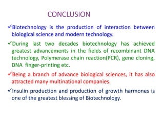 CONCEPT AND SCOPE OF BIOTECHNOLOGY BY AARIF | PPTX