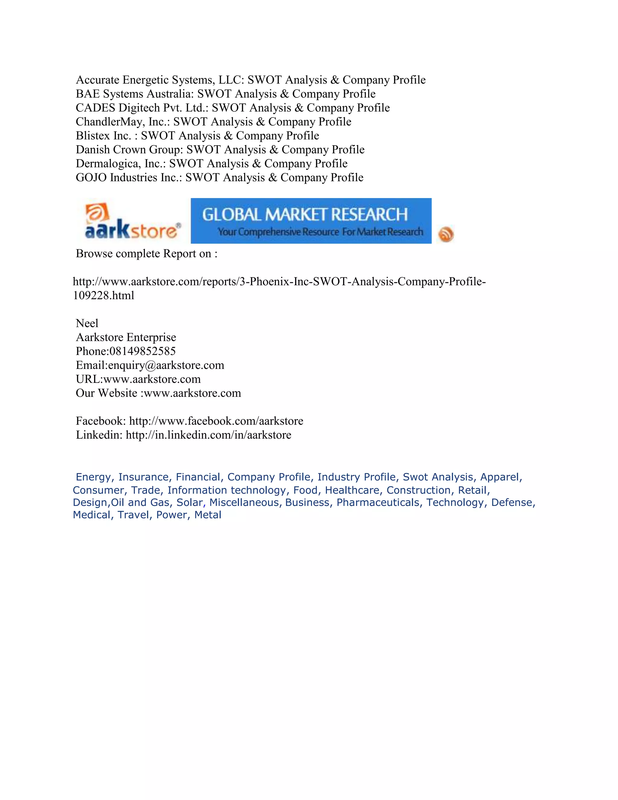 ‘Aarkstore research.com’ 3 phoenix, inc. swot analysis & company ...