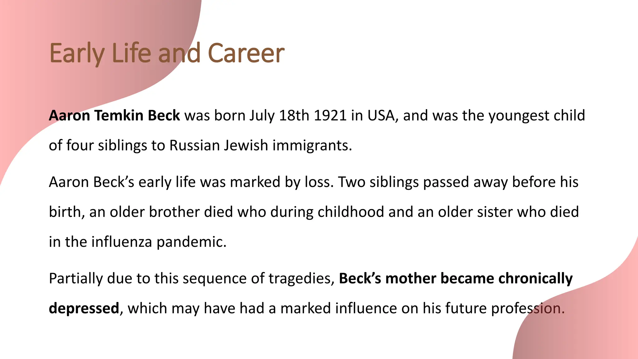 Aaron Beck - father of cognitive therapy and cognitive behavioral ...