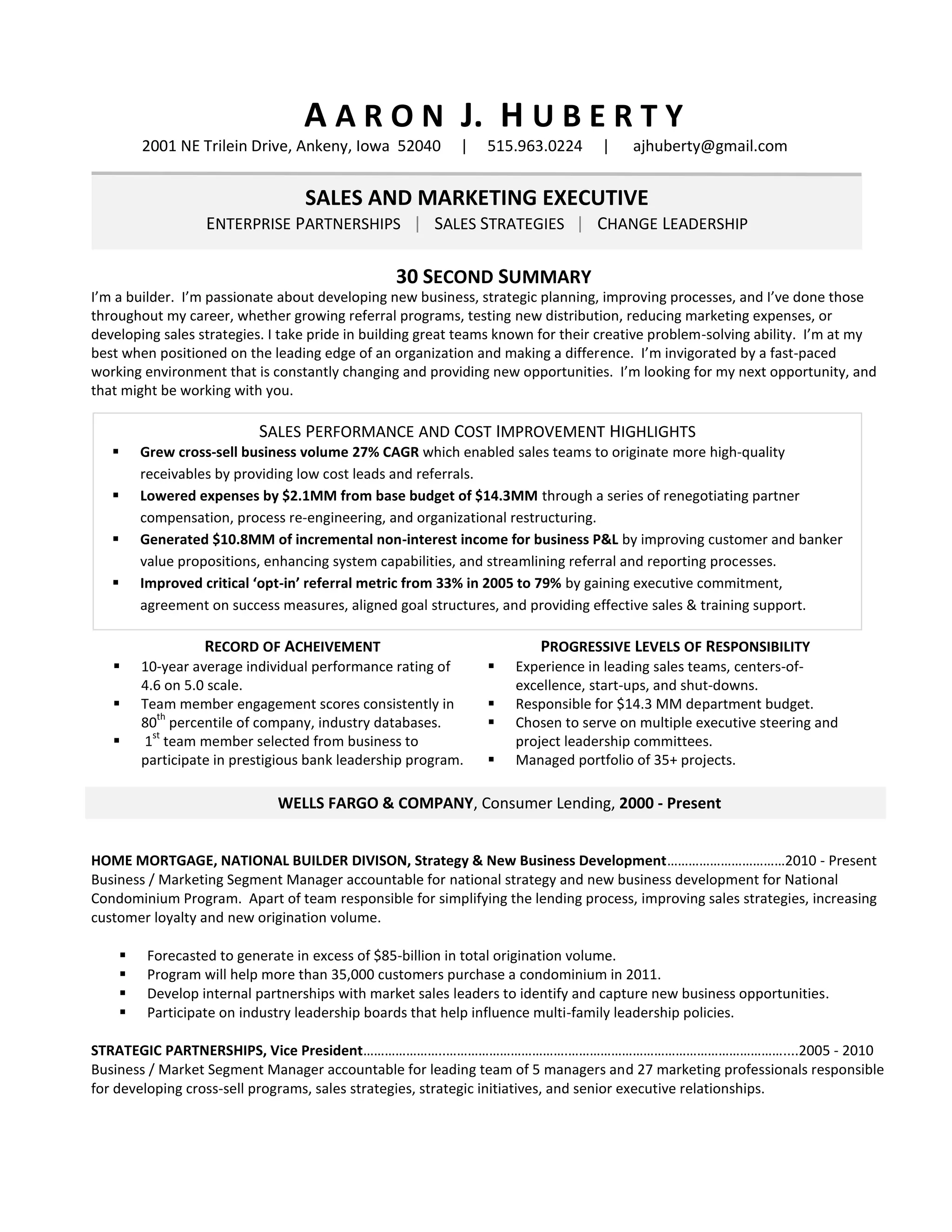Aaron Huberty Resume | PDF | Sales | Business