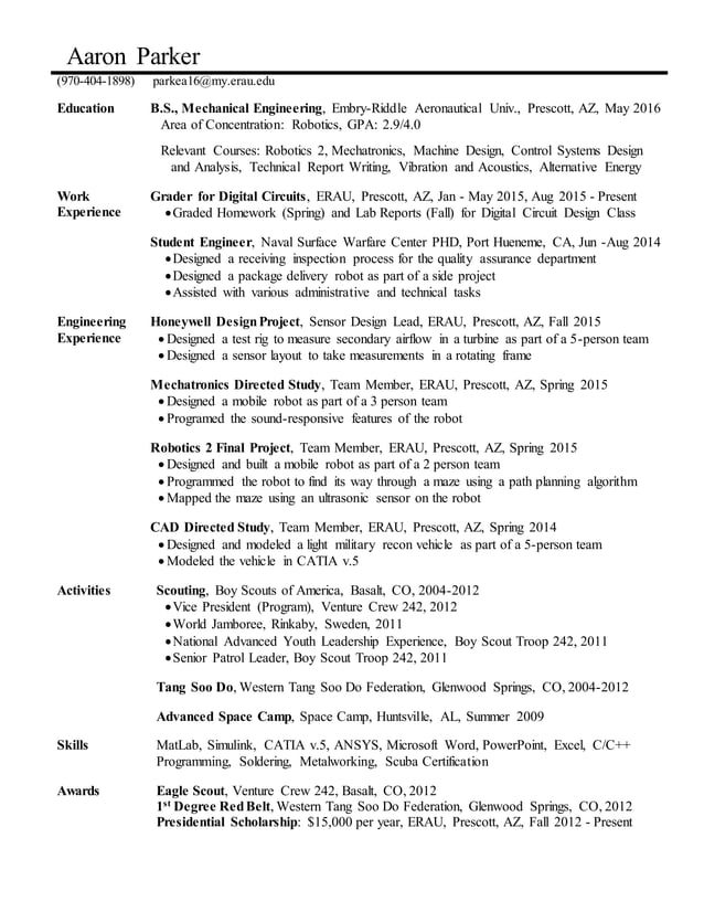 Aaron parker resume | PDF