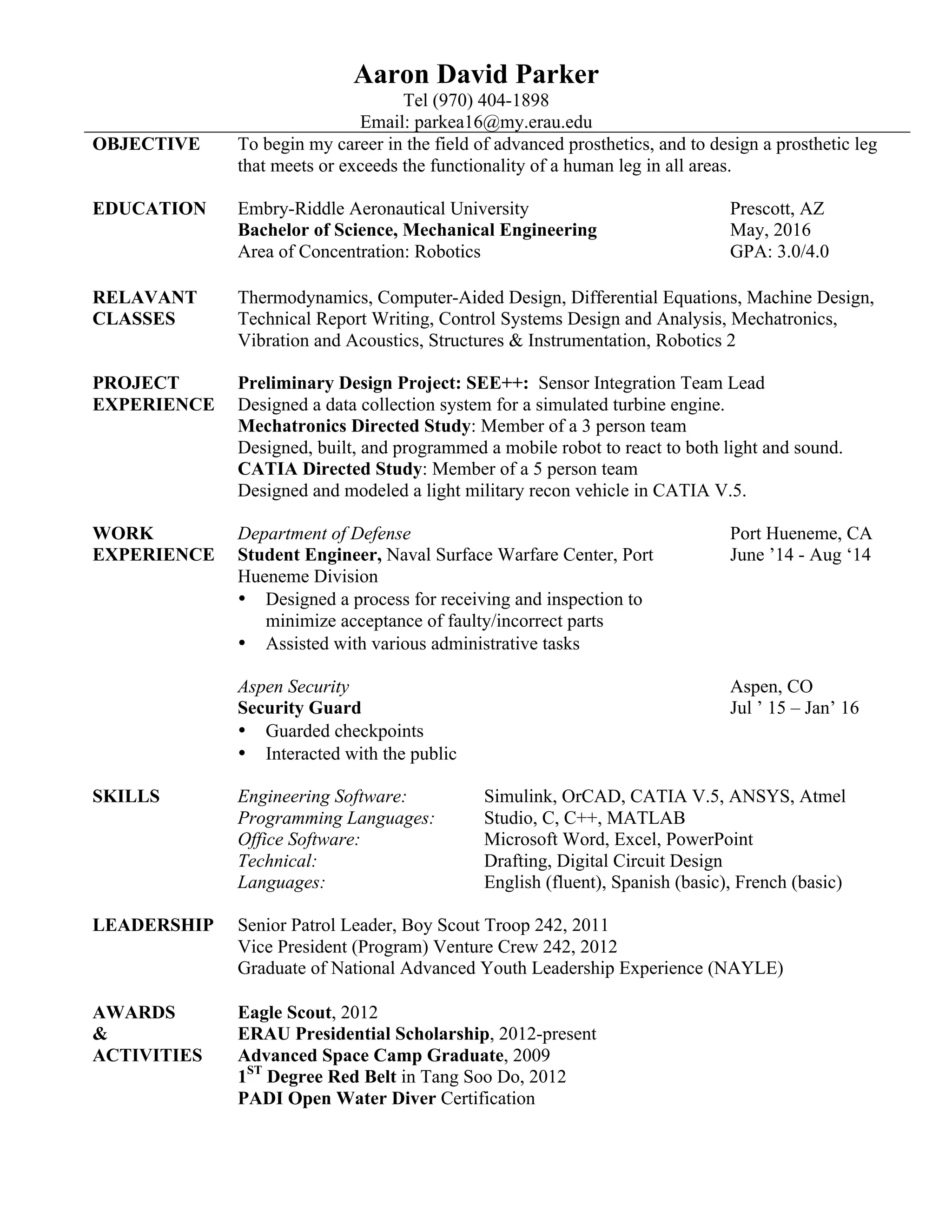 Aaron Parker Resume | PDF