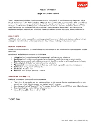 AARP Media Sales RFP - Creative Services | PDF