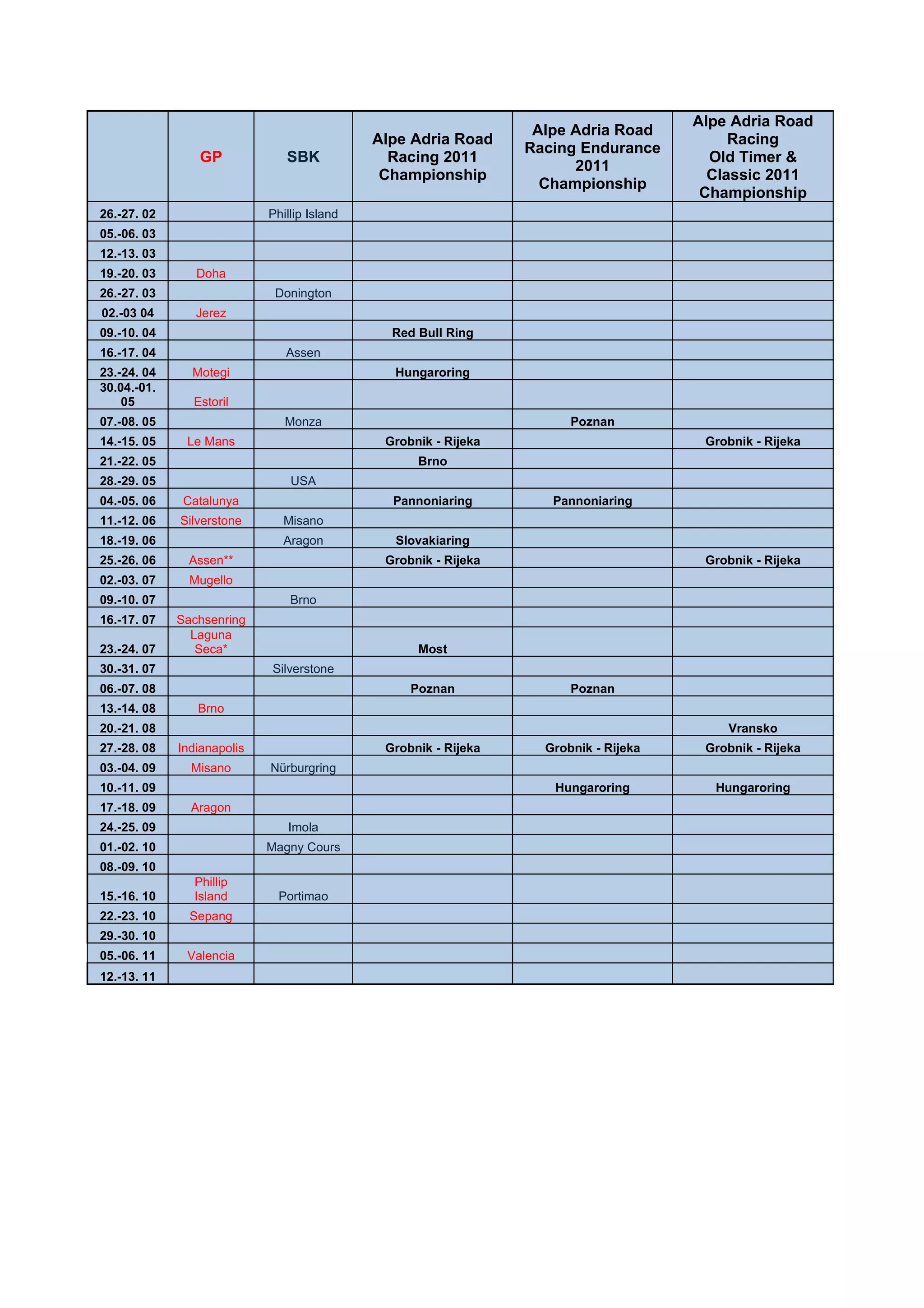 Aarr calendar 2011 | DOC