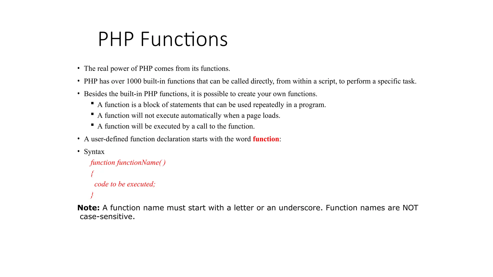 Aarryas and functions and it's types in php | PPTX