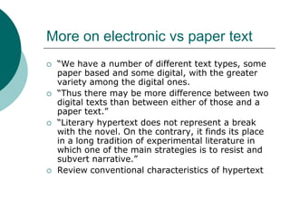 Aarseth -non-linearity and literary theory | PPSX