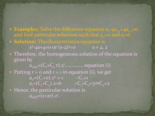LINEAR RECURRENCE RELATIONS WITH CONSTANT COEFFICIENTS | PPTX