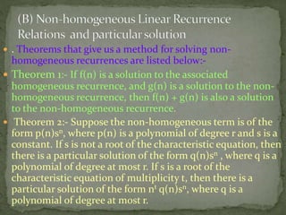 LINEAR RECURRENCE RELATIONS WITH CONSTANT COEFFICIENTS | PPTX