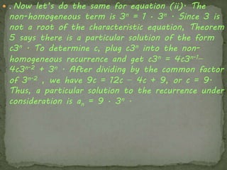 LINEAR RECURRENCE RELATIONS WITH CONSTANT COEFFICIENTS | PPTX