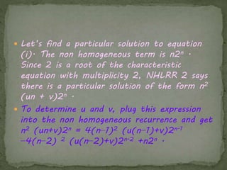LINEAR RECURRENCE RELATIONS WITH CONSTANT COEFFICIENTS | PPTX