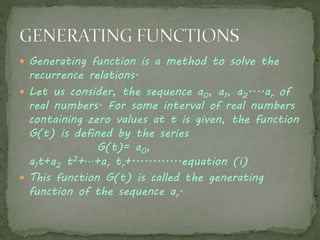 LINEAR RECURRENCE RELATIONS WITH CONSTANT COEFFICIENTS | PPTX