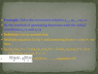 LINEAR RECURRENCE RELATIONS WITH CONSTANT COEFFICIENTS | PPTX