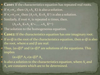LINEAR RECURRENCE RELATIONS WITH CONSTANT COEFFICIENTS | PPTX