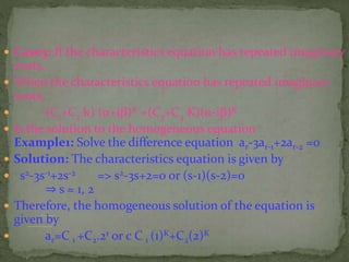 LINEAR RECURRENCE RELATIONS WITH CONSTANT COEFFICIENTS | PPTX