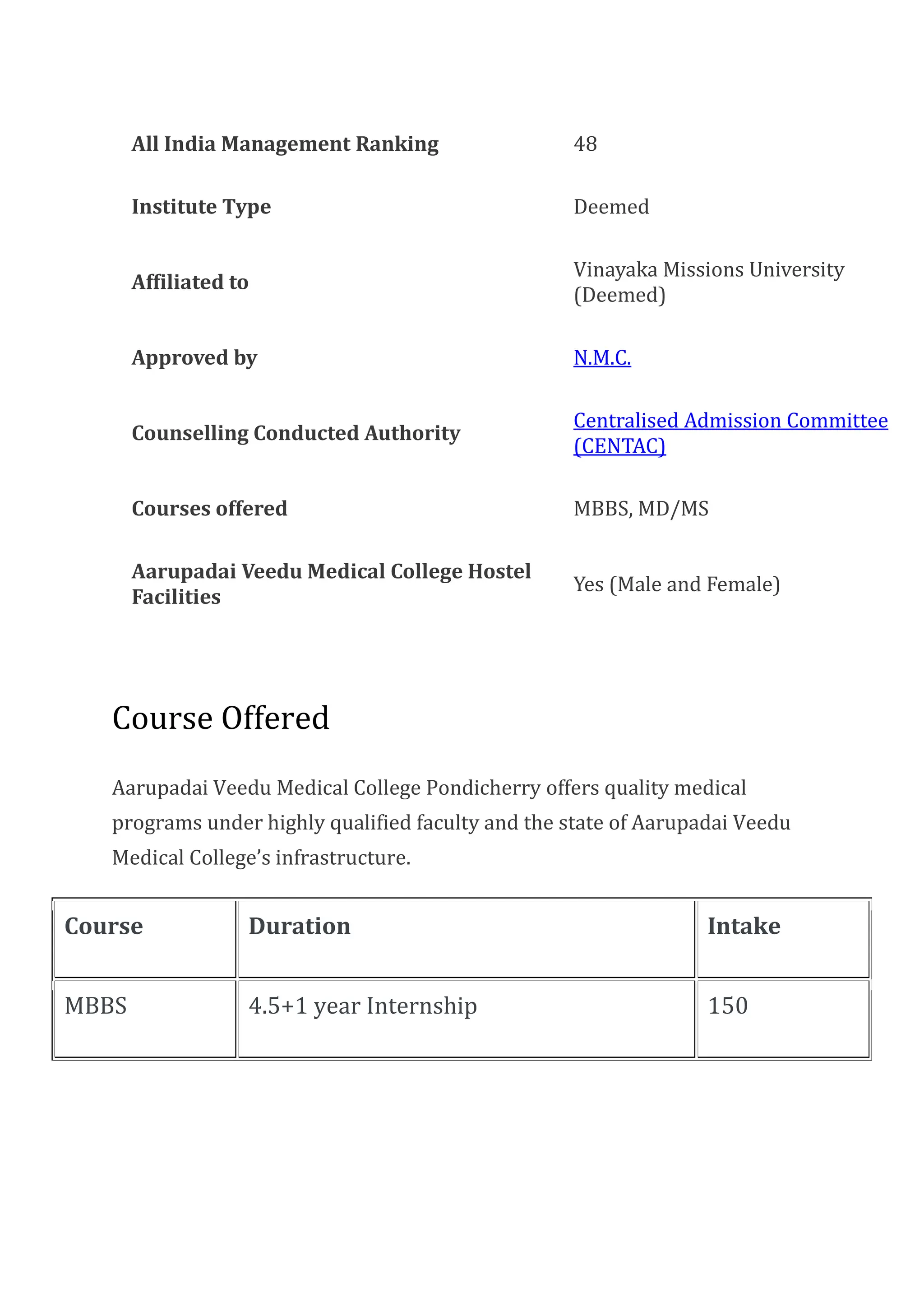 Aarupadai Veedu Medical College Pondicherry 2024 Admission Open | DOCX