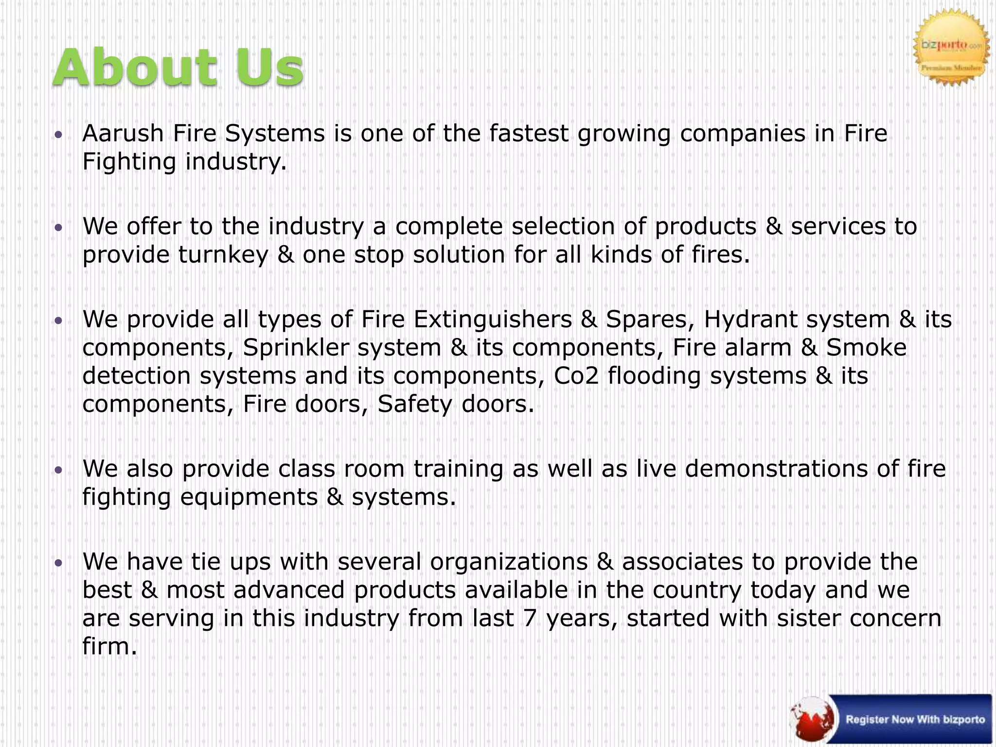 Fire Fighting Components & System In Pune - Aarush Fire | PPT