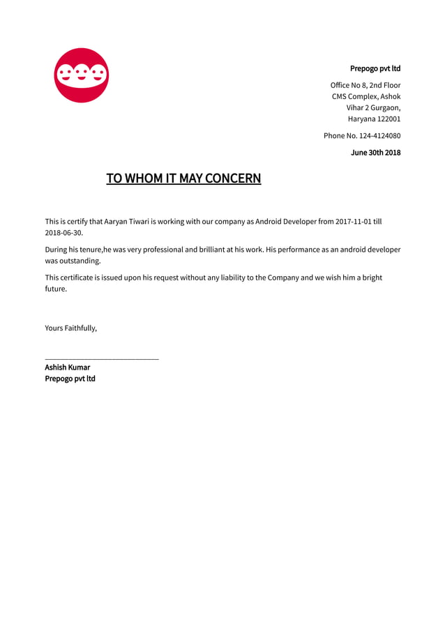 Experience Letter Sample | PDF